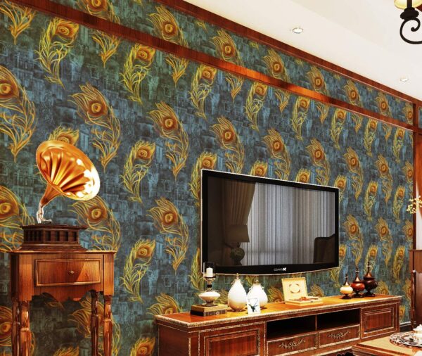 3D PVC Coated Textured Modern Morpankh Design Wallpaper | Best Price